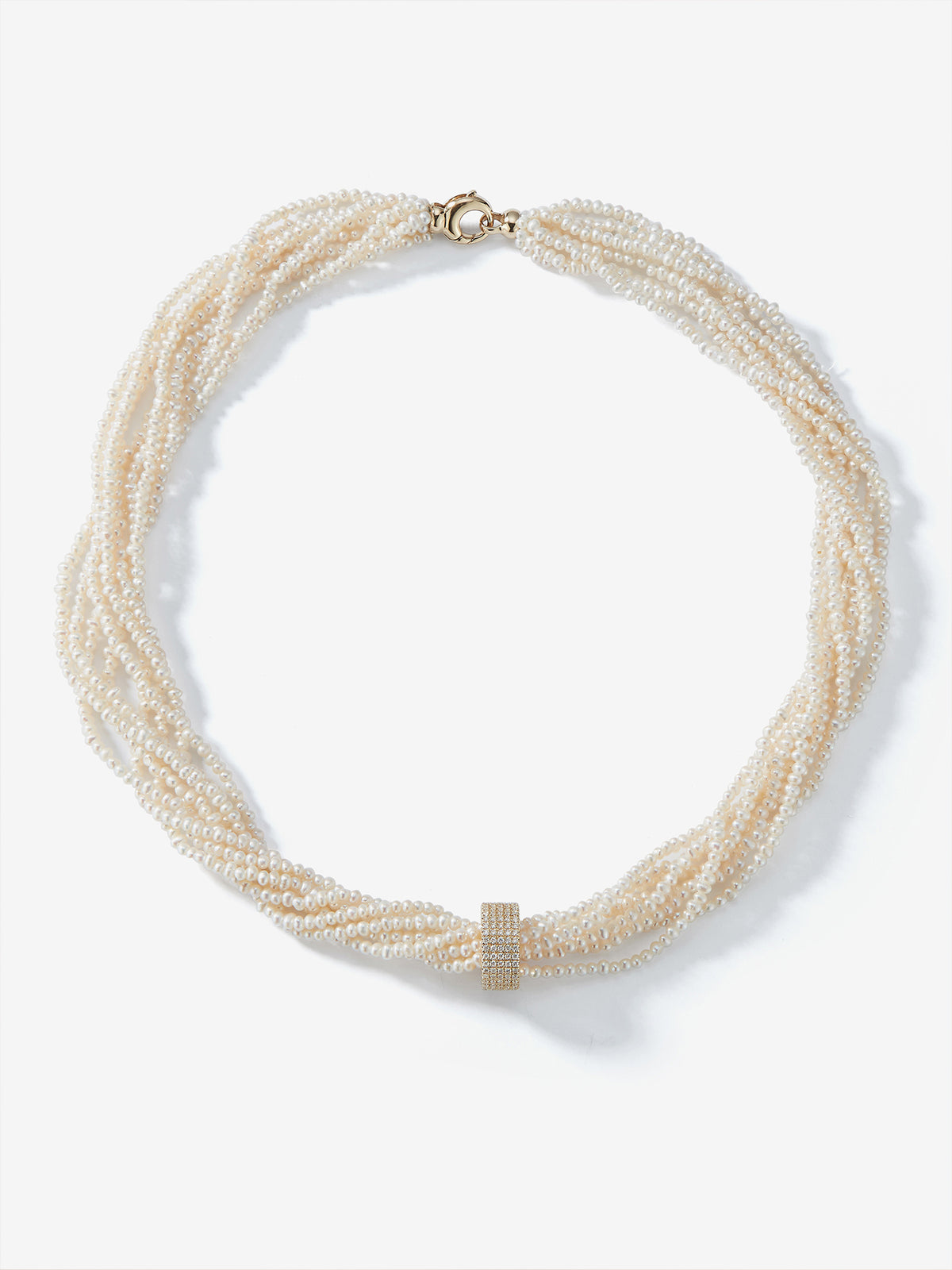 SBN249T Sea of Beauty. Eight Strand Dancing Pearl with Diamond Slider